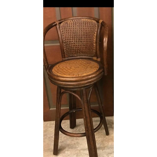 Mid 20th Century Rattan Bar Stools With Cane Seat and Back - Set of 2 ...