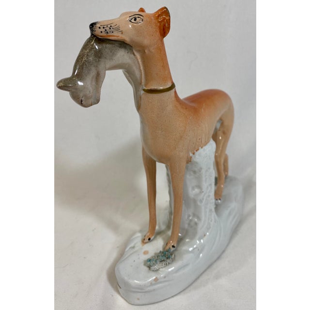 Antique Right Facing Staffordshire Greyhound Dog With Rabbit/ Hare ...