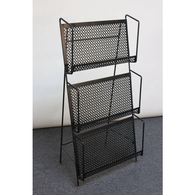 Large Mid-Century Modern Free-Standing Collapsable Metal Magazine Rack ...