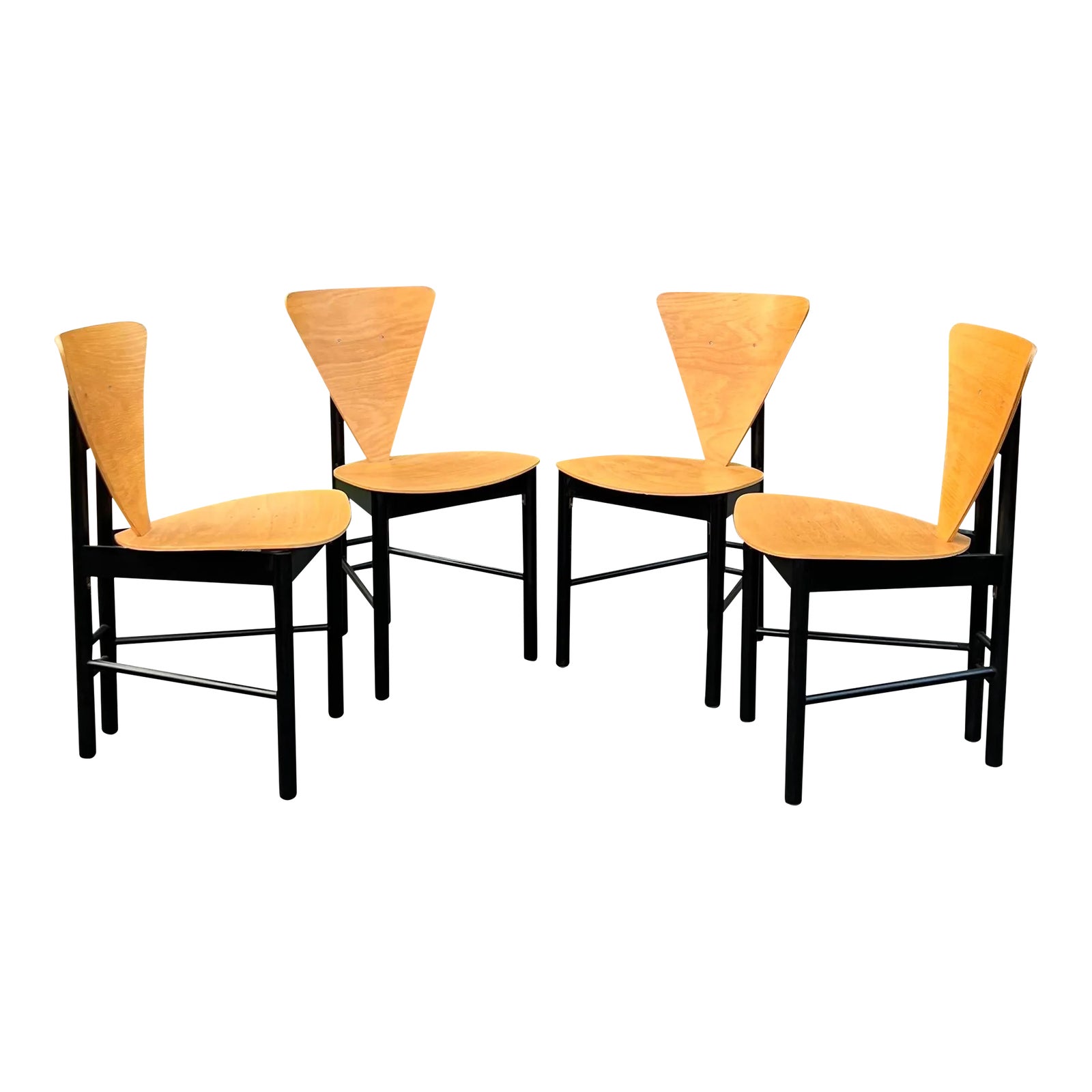 1970s Mid Century Modern Perforated Triangle Shape Italian Side Chairs ...