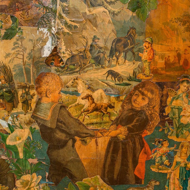 1850's Antique 3 Fold Scrap Screen | Chairish