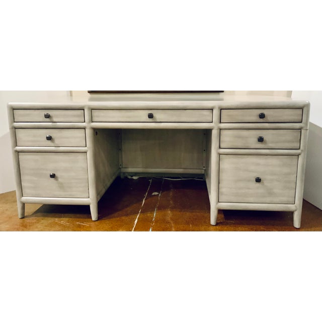 Modern Light Gray Wood Executive Desk | Chairish