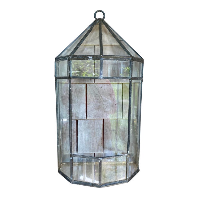 Large Vintage Leaded Glass Terrarium | Chairish
