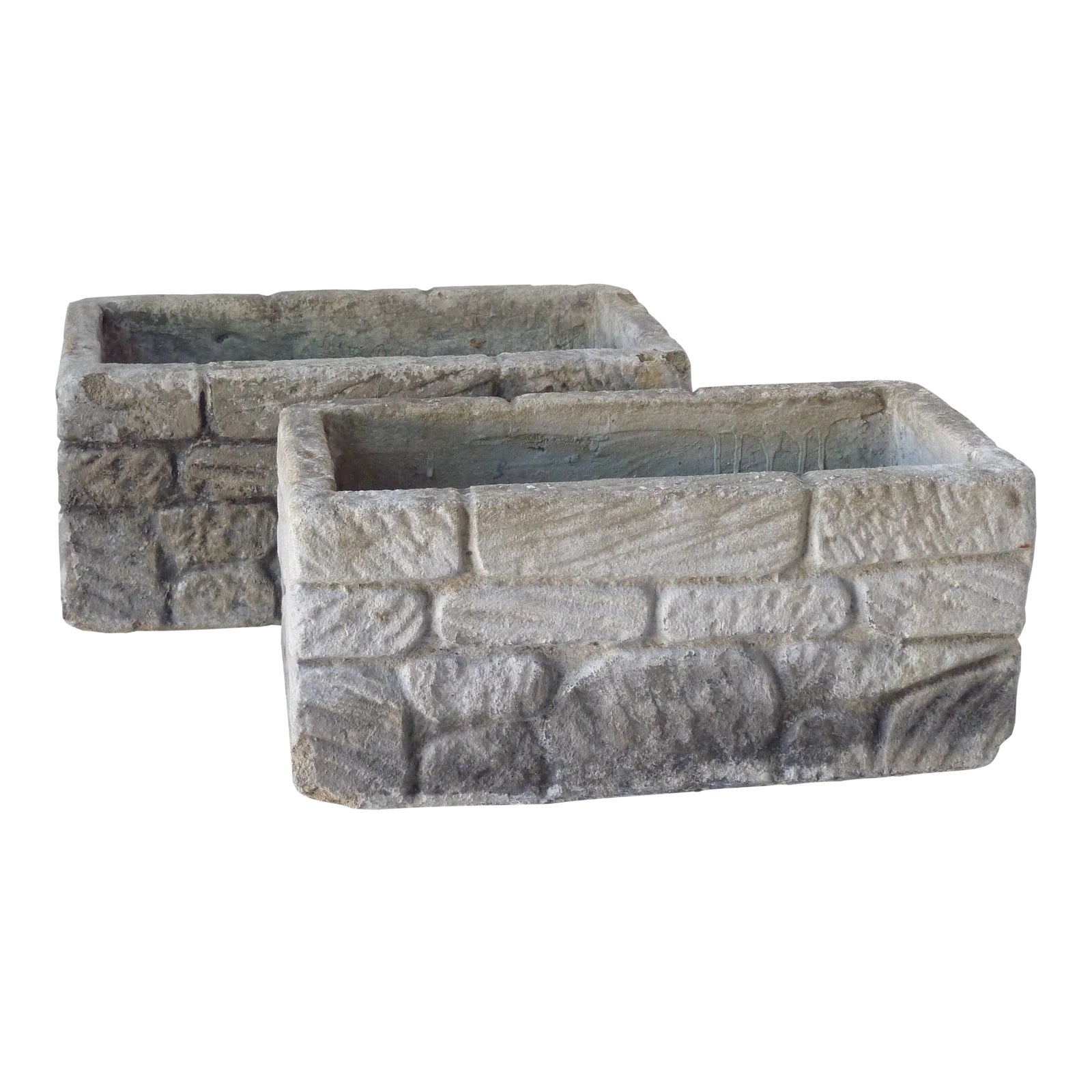 Vintage Concrete Planters - a Pair | Chairish