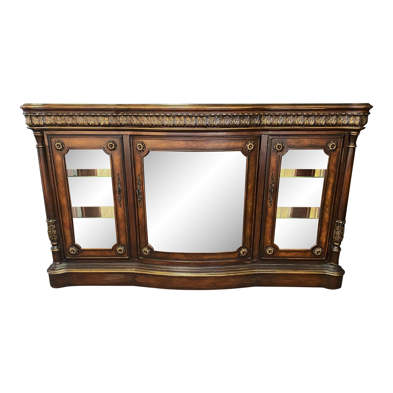 Glass Front Console Cabinet | Chairish