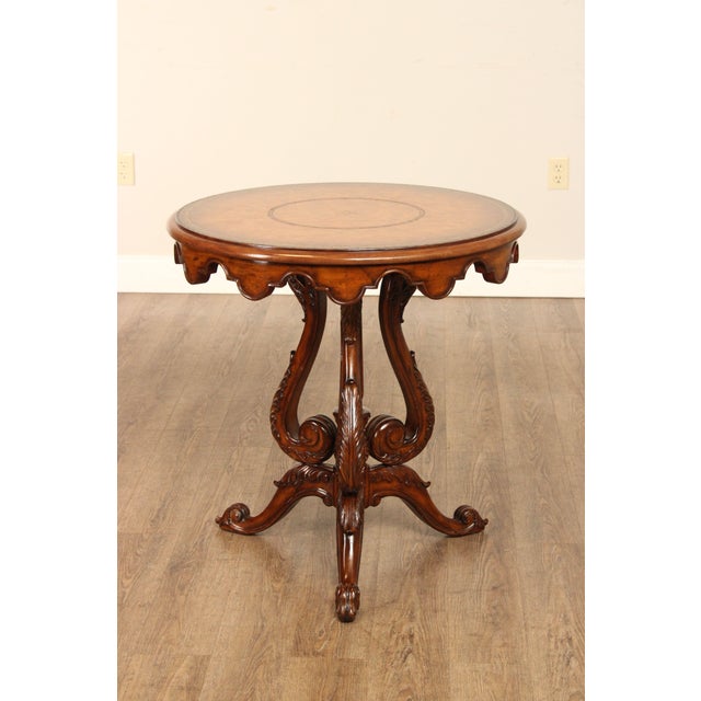 Maitland Smith Classical Round Leather Top Side Table | Chairish
