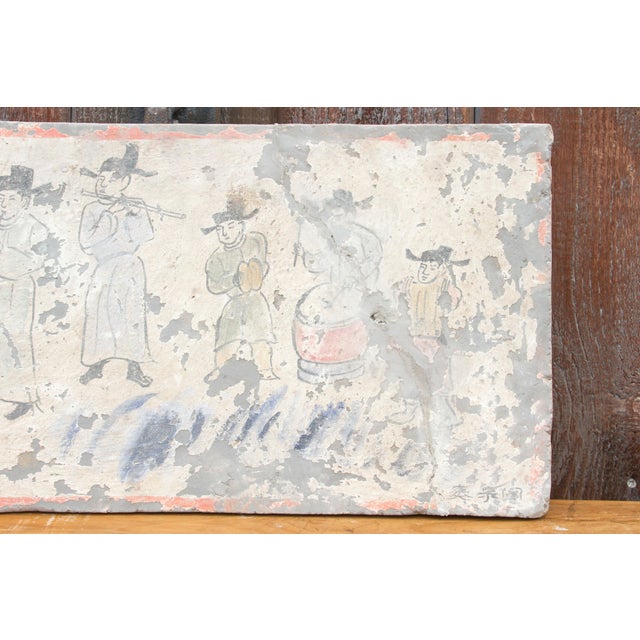 Hand-Painted Liao Dynasty Style Musicians Mural Tile | Chairish