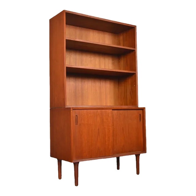 Lyby Møbler Small Teak Credenza With Bookcase Hutch | Chairish