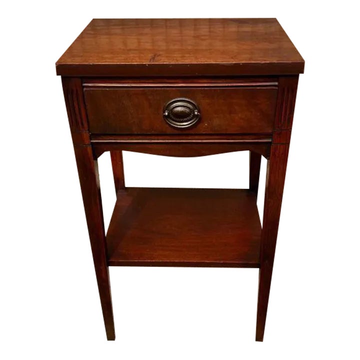 Vintage Federal Style Mahogany One Drawer Side Table. | Chairish