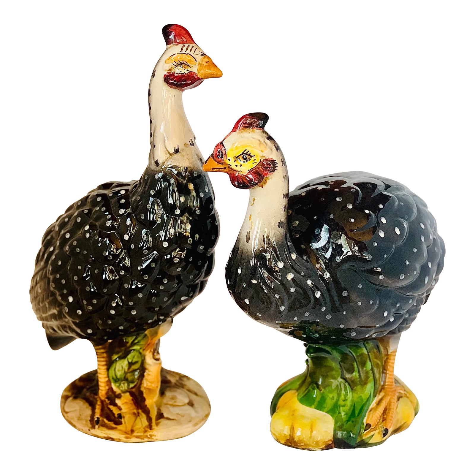 Vintage 1950's Italian Ceramic Hand Painted Life Sized Guinea Fowl ...
