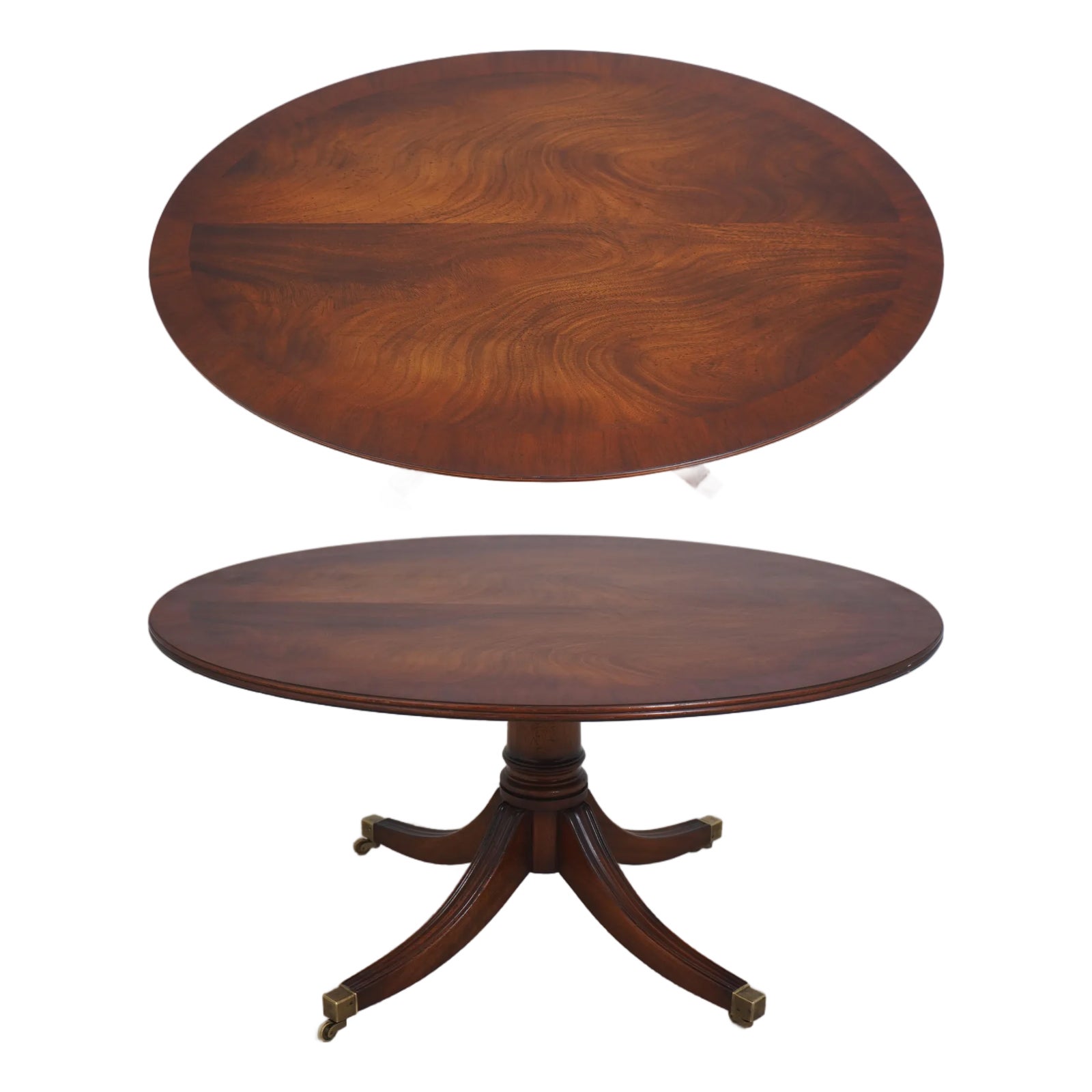 Elliptical Adjustable Height Breakfront Coffee Table | Chairish