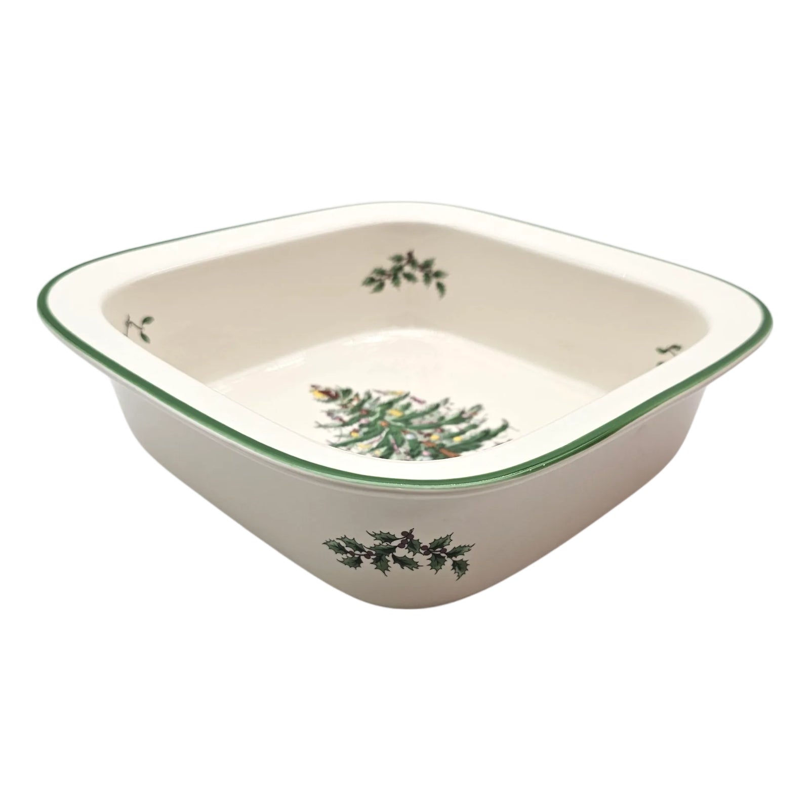 Spode Christmas Tree Square Porcelain Rimmed Dish With Holiday Motif ...
