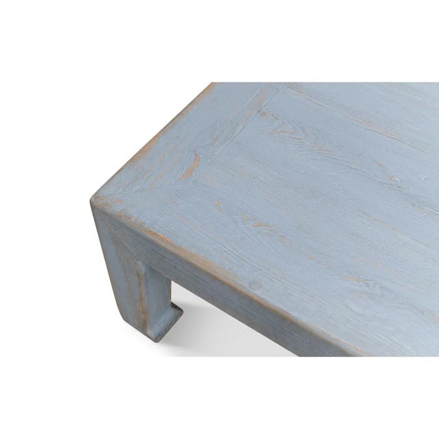 Blue Pine Wood Coffee Table | Chairish