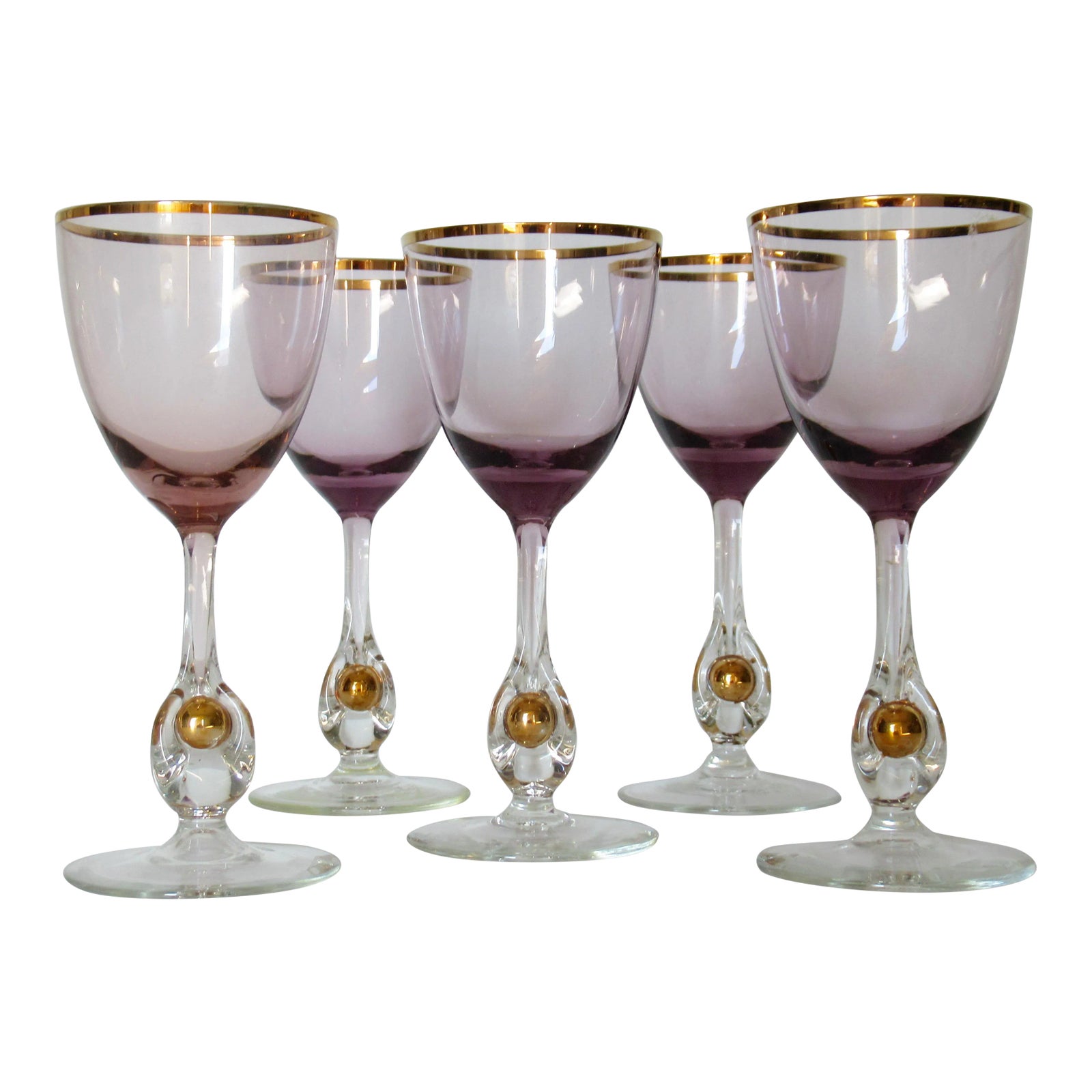 Vintage C.1960's Italian Handblown Crystal Amethyst With Gilt Gold ...