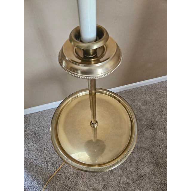 Late 20th Century Vintage Frederick Cooper Brass Floor Lamp With Round ...