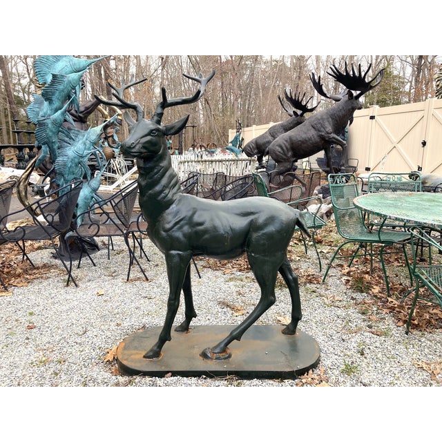 Cast Iron Deer Statue | Chairish