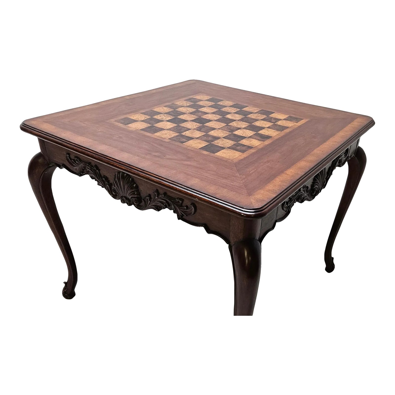 1990s Ethan Allen French Country Banded Card Game Center Table | Chairish