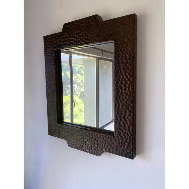 2000s Southwest Mission Rustic Hammered Copper Mirror | Chairish