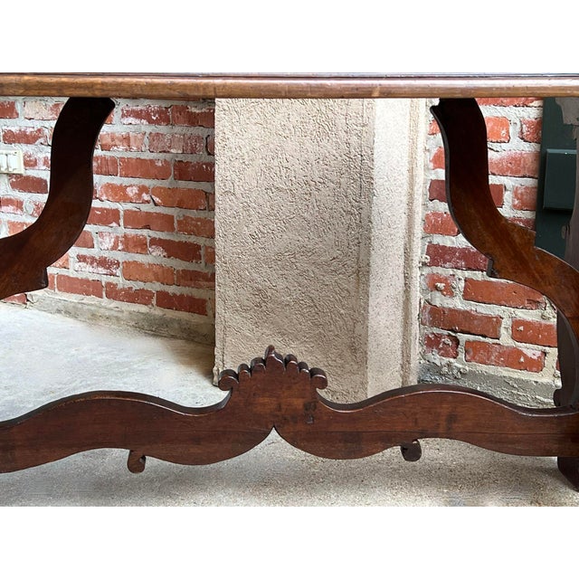 Antique Italian Trestle Dining Table Desk Walnut 6 Ft Console Table ...