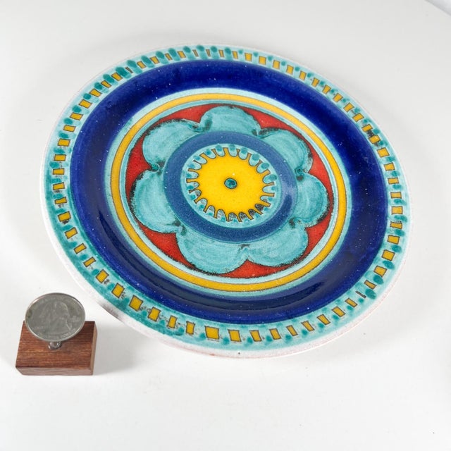1960s DeSimone Pottery Italy Ceramic Art Plate Hand Painted Turquoise ...