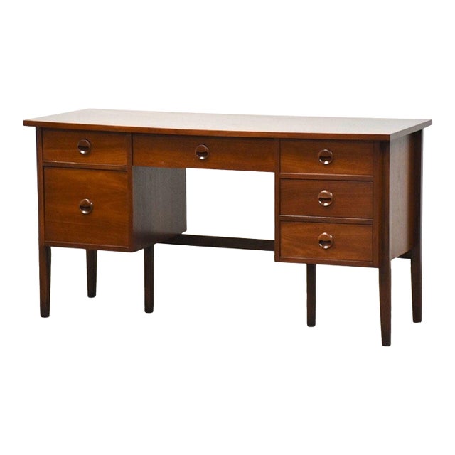 1960s Walnut Mid Century Desk by Stanley | Chairish