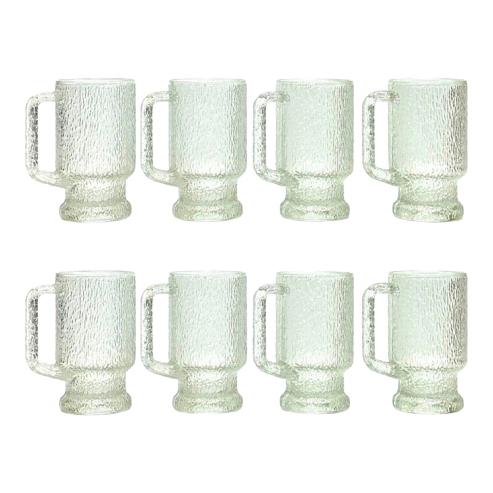 Textured Glass Beer Mugs by Anchor Hocking - Set of 8 | Chairish