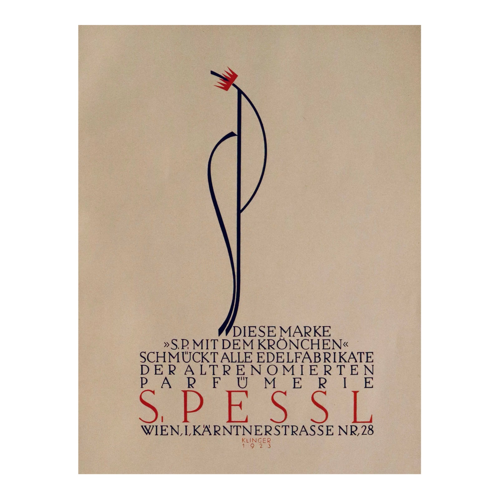 1923 Original German Poster, S. Pessl (Perfume House Logo) | Chairish