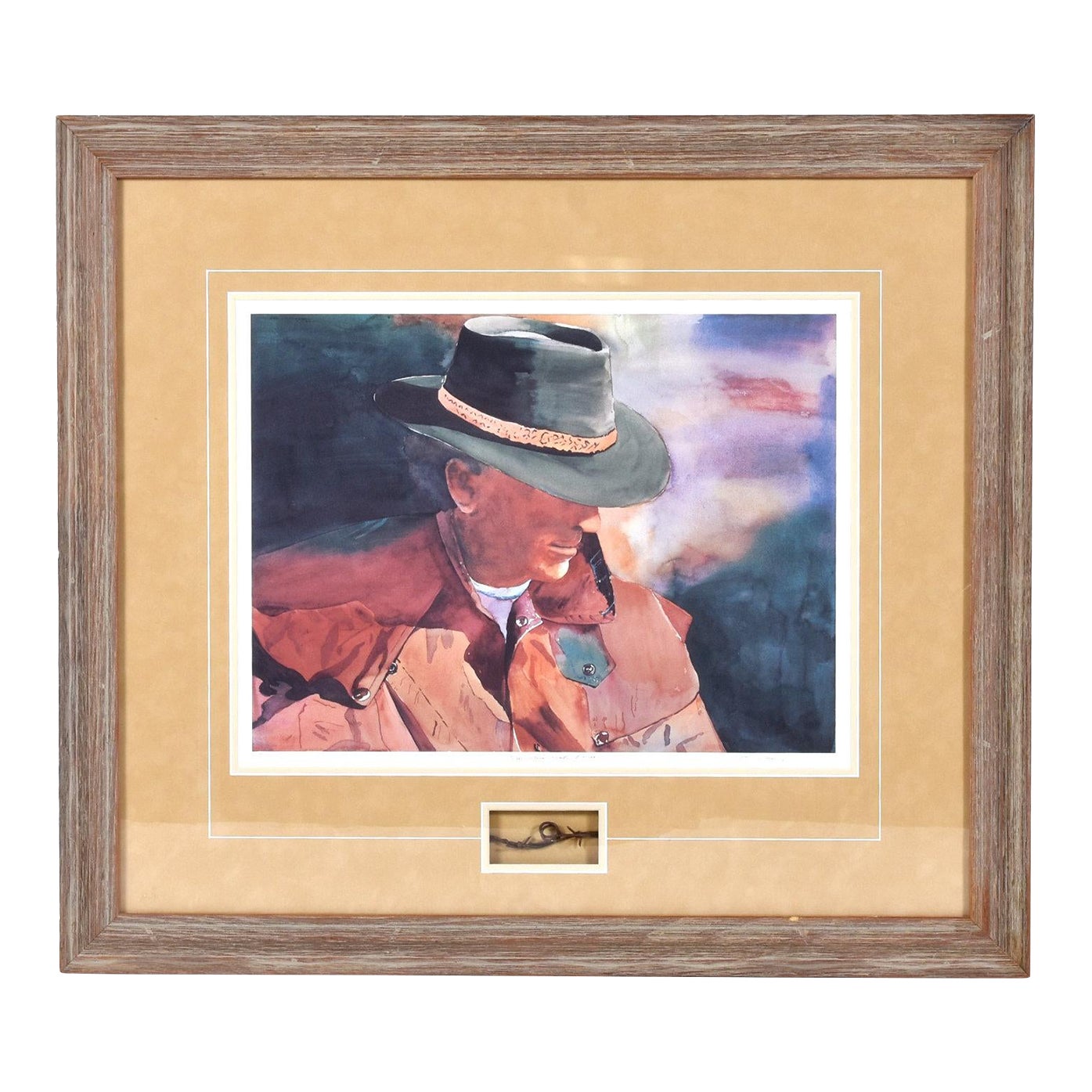 Western Cowboy Rancher Portrait With Barbed Wire Pencil Signed ...