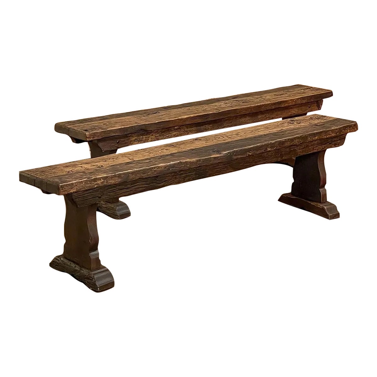 Pair Rustic Dutch Oak Benches | Chairish
