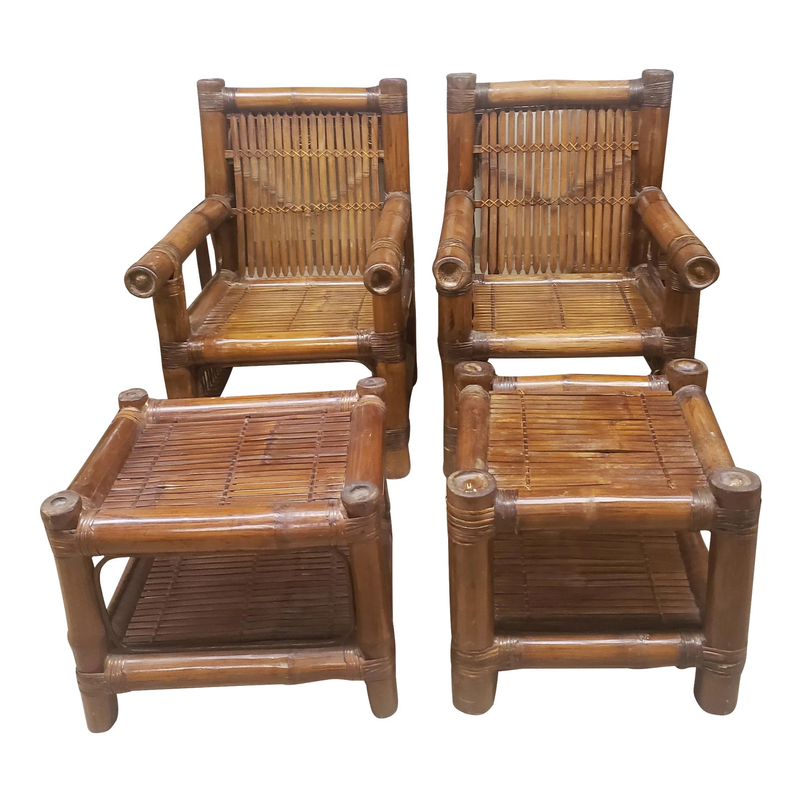 Budji Layug Style Majestic Jumbo Bamboo Pagoda Lounge Chairs W ...