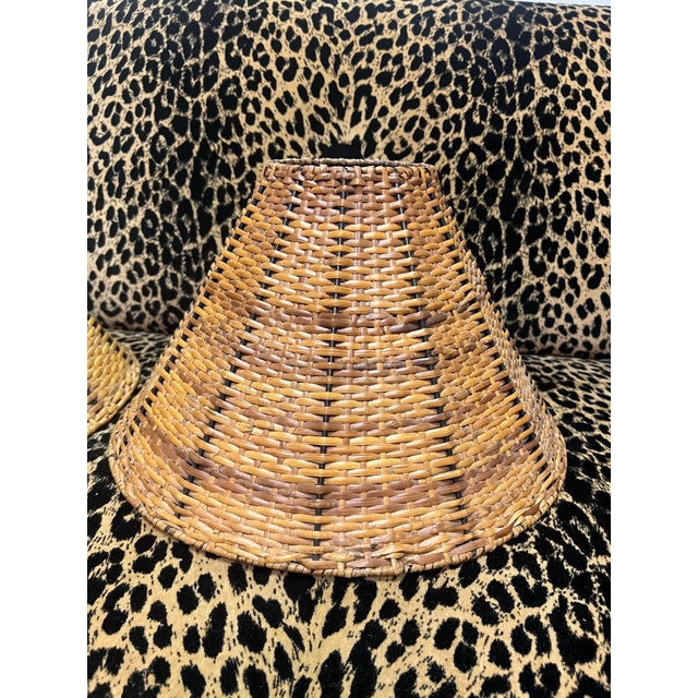 Mid 20th Century Vintage Wicker Lamp Shades - a Pair | Chairish