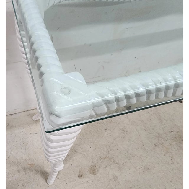 Italian Glass Console Solid Wood Faux Rope | Chairish