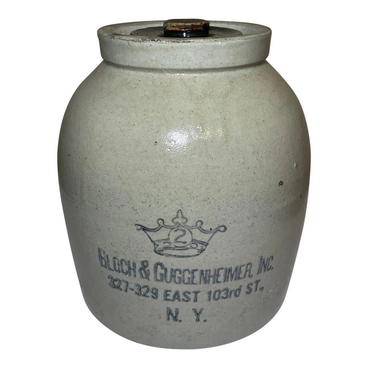 Antique Bloch & Guggenheimer New York Large Stoneware Pickle Crock With ...