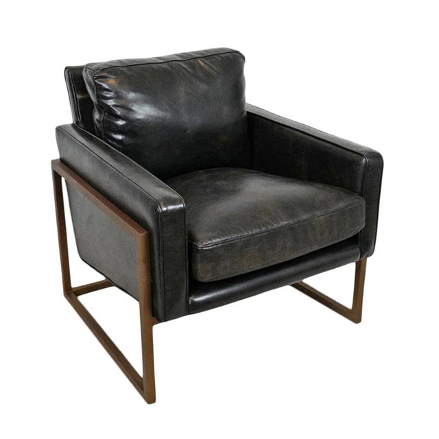 Piper Bronze & Leather Club Chair | Chairish