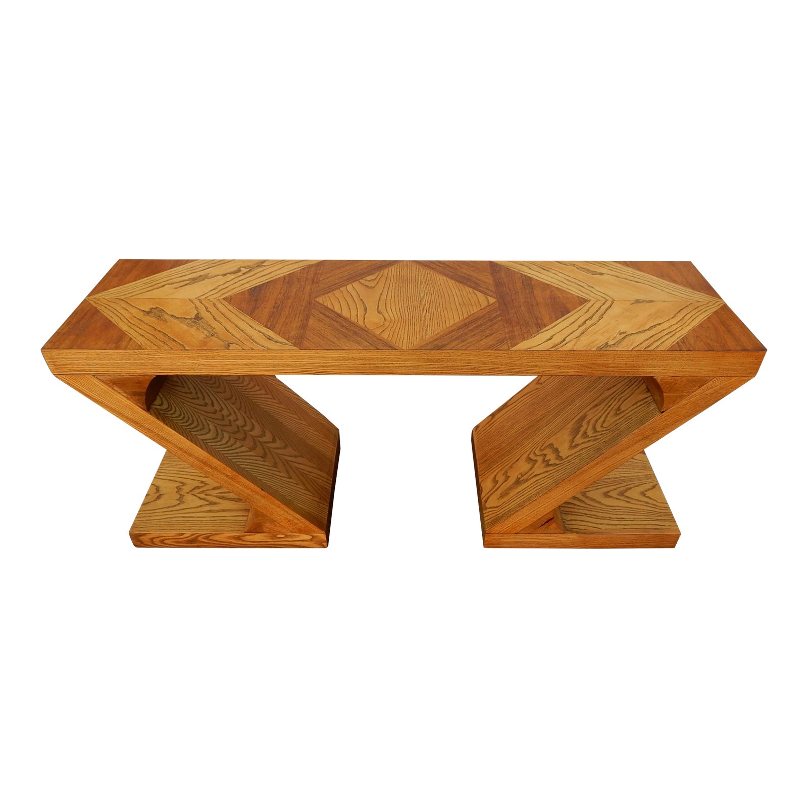 Modernist Zig-Zag Oak Console Sofa Table | Chairish