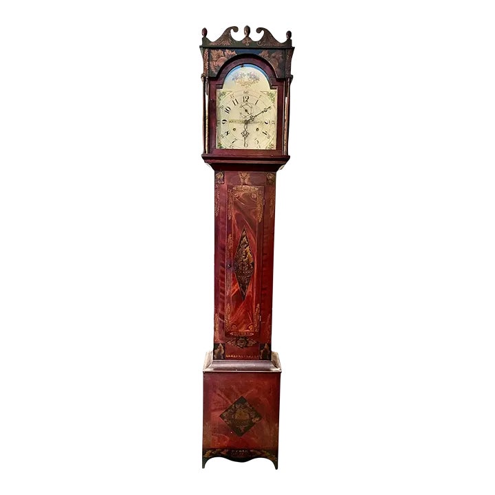American Federal Grain Painted and Stenciled Tall Clock by Rufus Cole ...