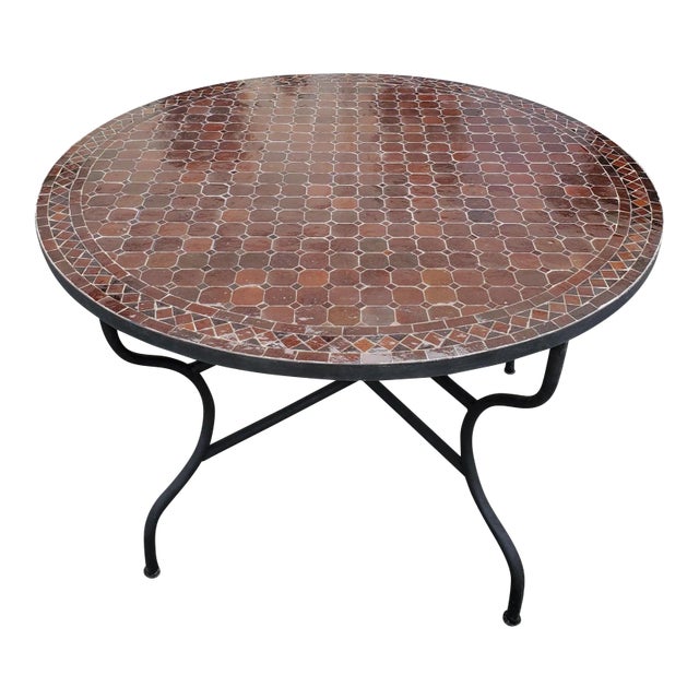 Moroccan 48" Round Coffee Brown Mosaic Coffee Table | Chairish