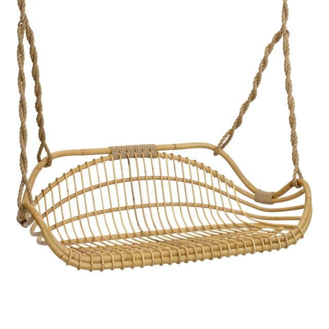 San Blas Rattan Hanging Bench | Chairish