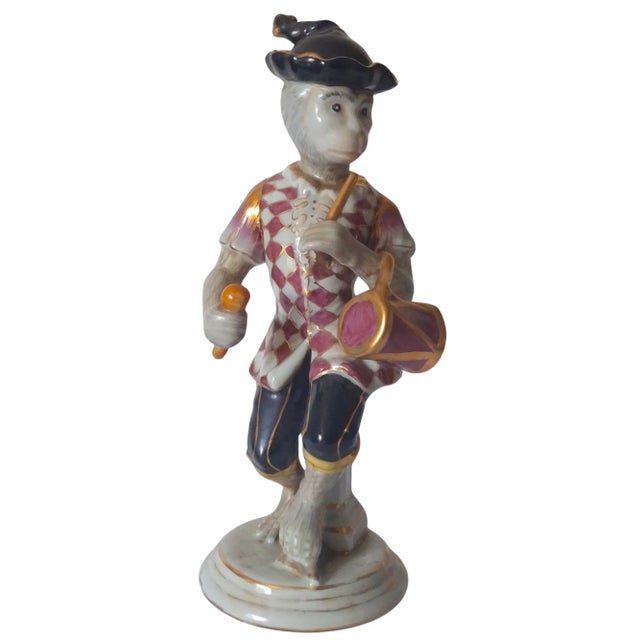 Early 21st Century Singerie Motif Porcelain Figure | Chairish