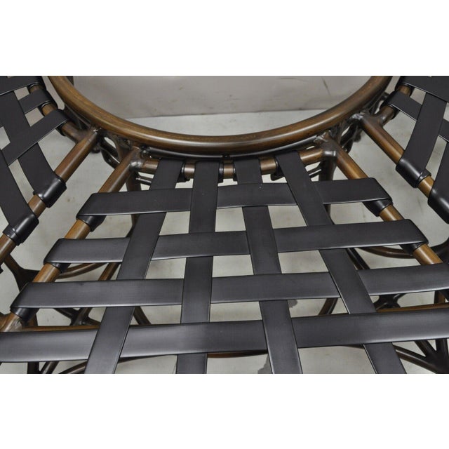 Lane Venture Chinese Chippendale Half Round Metal Faux Bamboo Ottoman ...