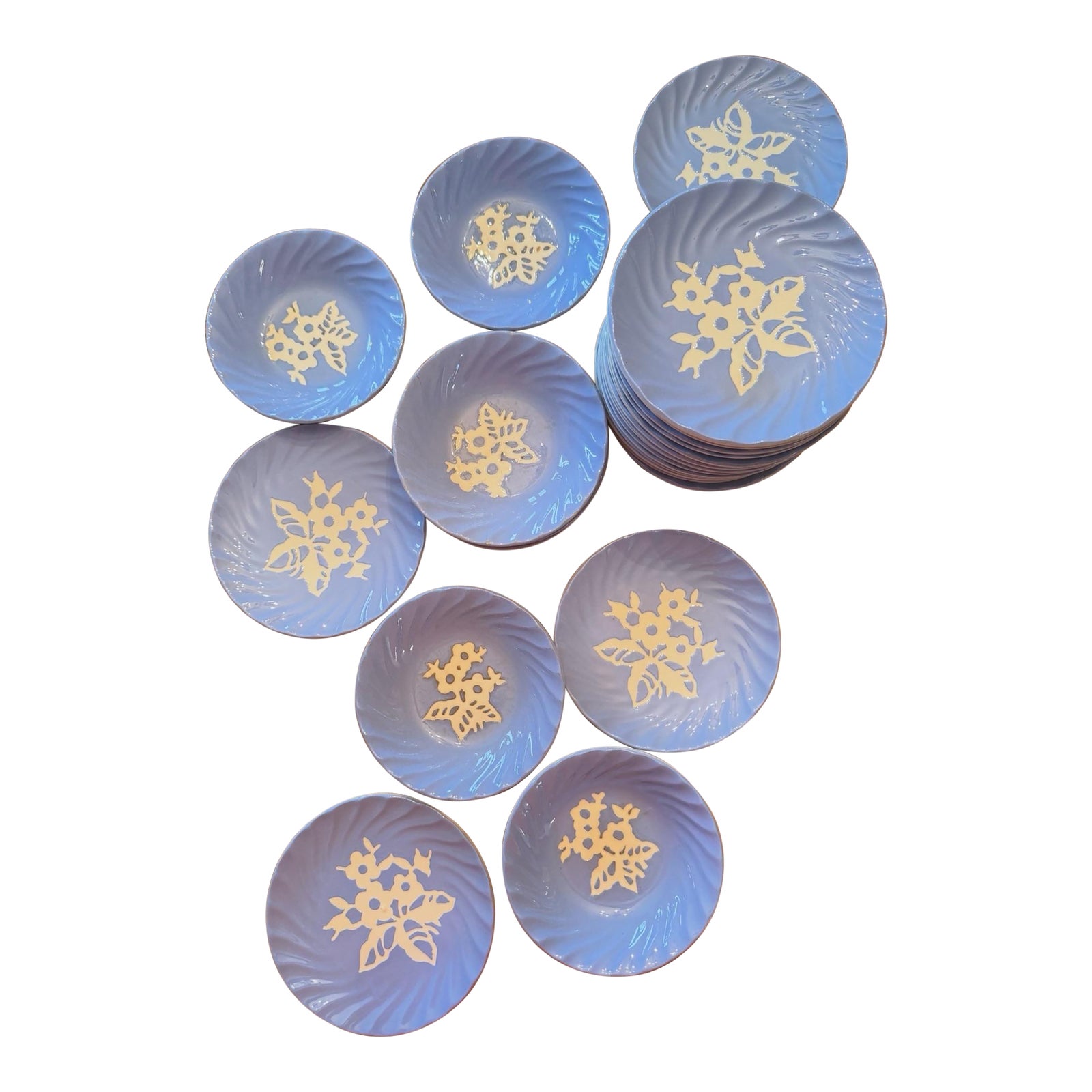 Vintage Cameoware by Harker Pottery Blue Bread Plates & Dessert Bowls ...