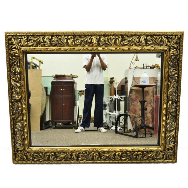 Antique French Baroque Rococo Style Pierce Carved Wood Gold Mirror ...