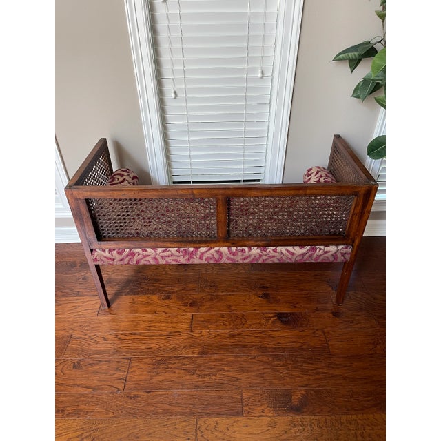 1950s Vintage Mid-Century Modern Cane Back Bench | Chairish
