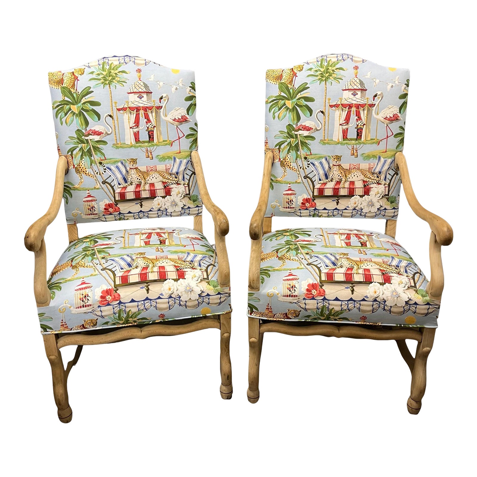 Pair of Vintage High Back Arm Chairs | Chairish