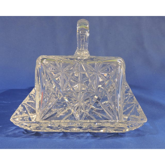 Vintage Godinger Crystal Glass Cheese Dish Wedge Shape Dome Lid Diamond ...