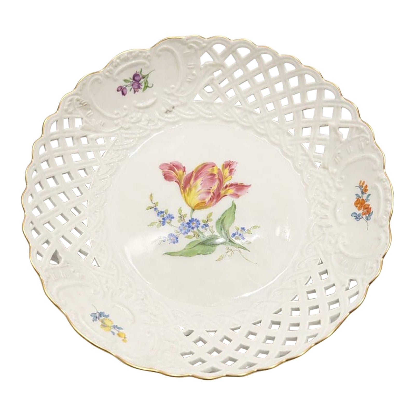 1970s Exquisite Meissen Reticulated Porcelain Bowl – Hand-Painted ...