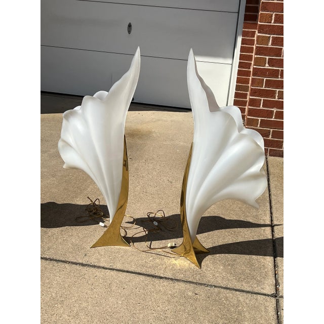 1970s Rouiger Acrylic Shell Lamps - a Pair | Chairish