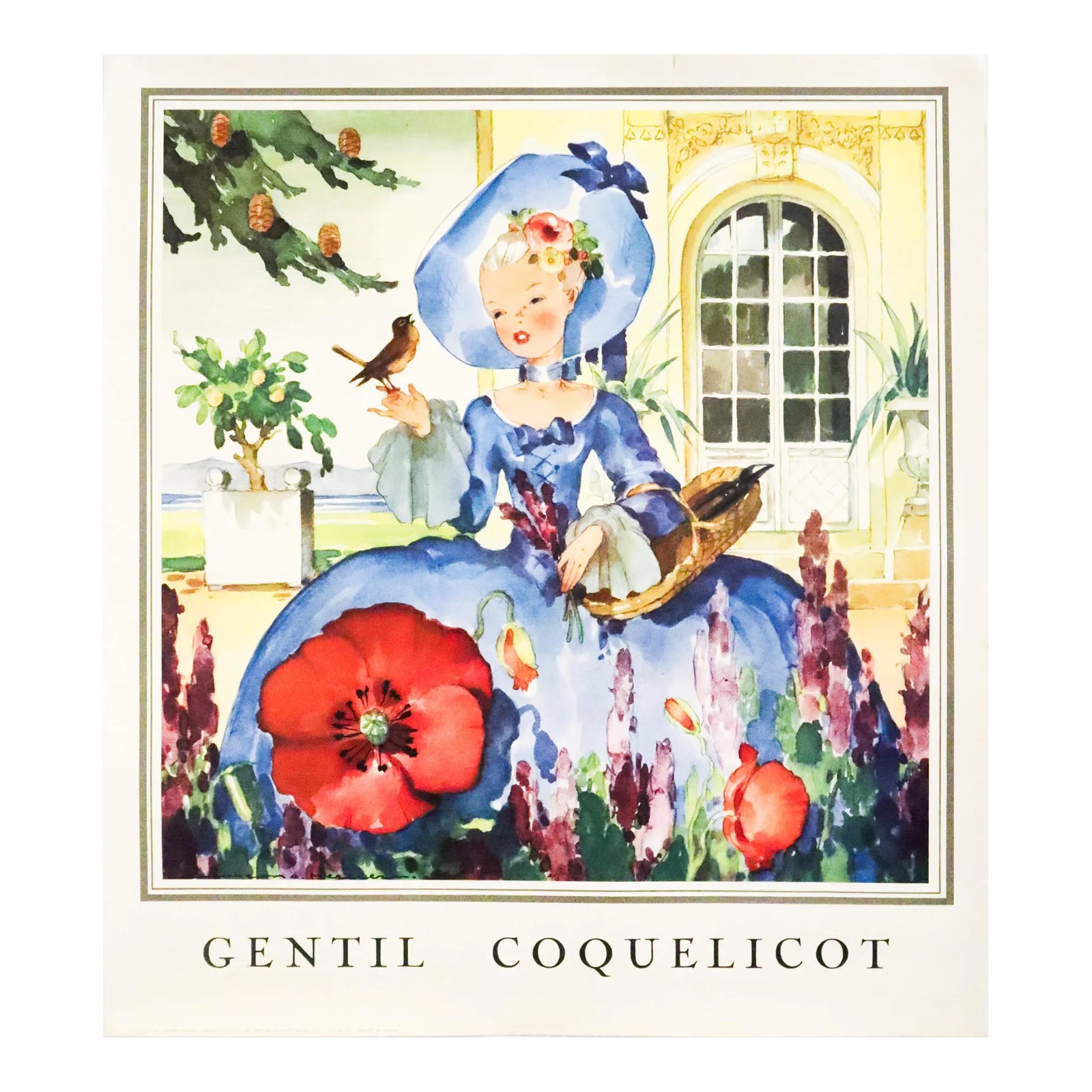 1954 French Music Poster - Gentil Coquelicot (Lady With a Hat) | Chairish