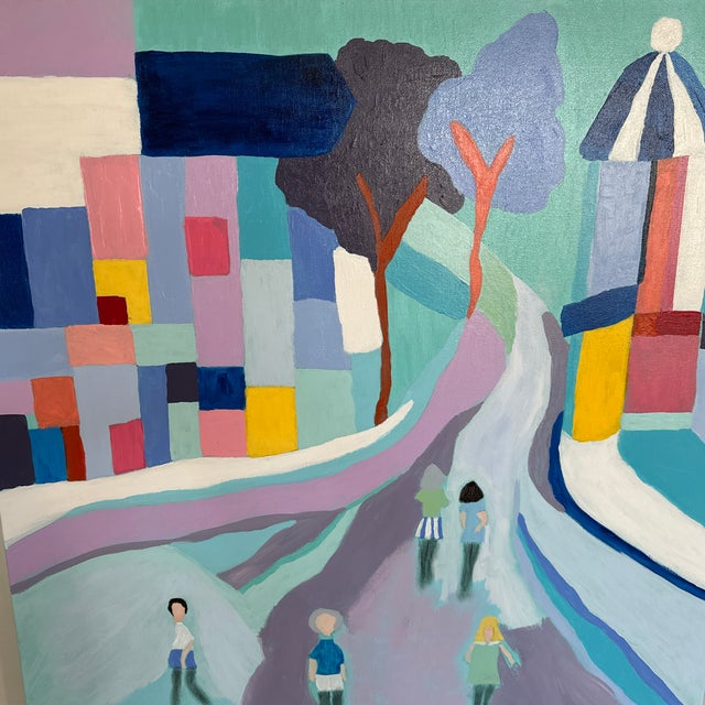 Original Abstract Street Scene Painting | Chairish