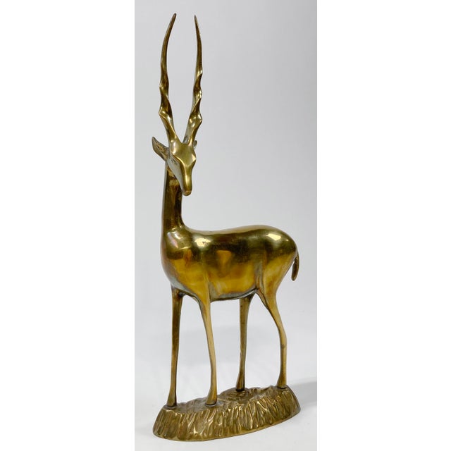 Stately Brass Antelope Figure | Chairish